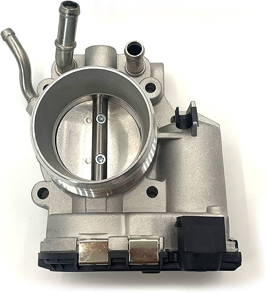A detailed view of a throttle body, highlighting its essential components such as the throttle ...